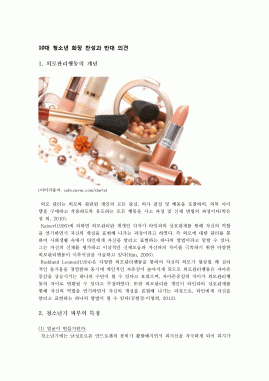 [청소년 화장(靑少年 化粧) 찬반] 10대 청소년 화장 찬성과 반대 의견 {외모관리행동의 개념, 청소년기 피부의 특징, 청소년기의 소비 특성, 청소년 화장품의 제품별 특징, 10대 청소년 화장 찬성과 반대 의견}-1페이지