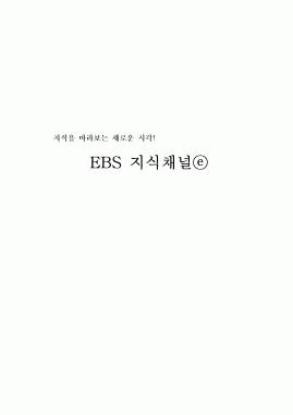 지식을 바라보는 새로운 시각! EBS 지식채널ⓔ - EBS 지식채널 E 방송 대본 구성 조사-1페이지