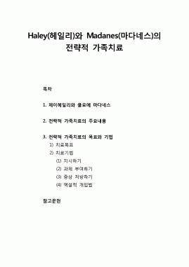 [심리치료와 상담] Haley(헤일리)와 Madanes(마다네스)의 전략적 가족치료(Strategic Family Therapy) - 제이헤일리와 클로에 마다네스, 전략적 가족치료의 주요내용, 전략적 가족치료의 목표와 기법-1페이지