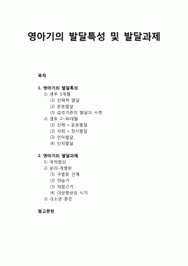 [정신건강론 精神健康論] 영아기의 발달특성(생후 1개월, 생후 2-36개월) 및 영아기의 발달과제(애착형성, 분리-개별화, 대소변 훈련)-1페이지