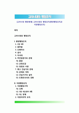 [고려시대 행정체계] 고려시대의 행정조직(行政組織) - 중앙행정조직과 지방행정조직-1페이지