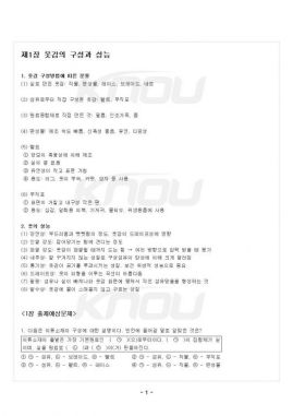 2015년 2학기 의류소재의이해 교재 전 범위 핵심요약노트-1페이지
