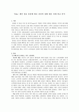 Title: 개인 정보 유출에 따른 리더의 상황 대응 자세 비교 분석
-1페이지