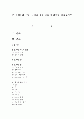 [언어의이해 B형] 세계의 주요 문자에 간략히 기술 [방통대 중간과제물 세계의 주요 문자]-1페이지