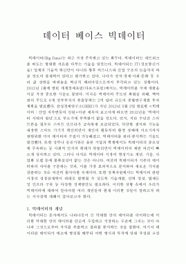  데이터 베이스 빅데이터,빅데이타 개념(컴퓨터공학)-1페이지