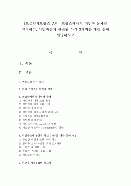 [오늘날의프랑스 A형] 프랑스에서의 이민자 문제를 설명하고,  이민자들과 관련된 사건 3가지를 예를 들어 설명 [이민자]-1페이지