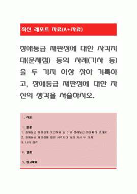 장애등급 재판정에 대한 사각지대(문제점) 등의 사례(기사 등)을 두 가지 이상 찾아 기록하고, 장애등급 재판정에 대한 자신의 생각을 서술.-1페이지