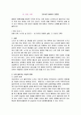 방통대4학년 성,사랑,사회-A형:젊음과 아름다움을 중요한 가치로 여기는 사회 속에서 나이든(나이 들어가는) 여성이 겪게 되는 문제는 어떤 것이 있는지, 이러한 점을 극복하-1페이지