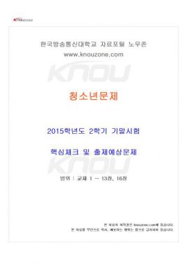 2015년 2학기 청소년문제 기말시험 핵심체크-1페이지
