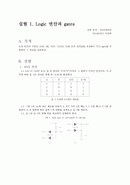 Logic 연산과 gates. 여러가지 logic 소자들에 대한 실험-1페이지