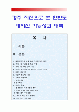 (경주지진) 경주 지진으로 본 우리나라 지진 대응의 문제점과 대책 -대지진 가능성, 지진 원인-1페이지