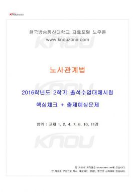 2016년 2학기 노사관계법 출석대체시험 핵심체크-1페이지