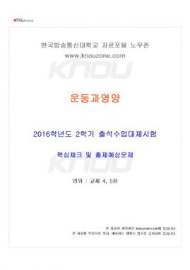 2016년 2학기 운동과영양 출석대체시험 핵심체크-1페이지