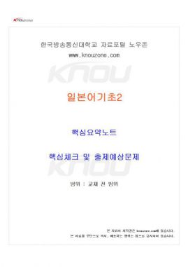 2016년 2학기 일본어기초2 교재 전 범위 핵심요약노트-1페이지