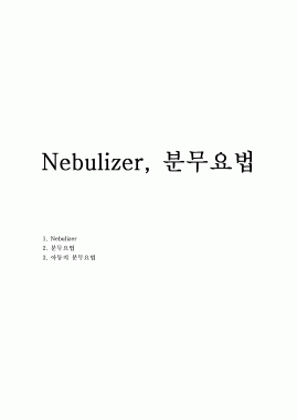 Nebulizer, 분무요법 (1. Nebulizer 2. 분무요법 3. 아동의 분무요법)-1페이지