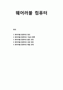[경영정보론] 웨어러블 컴퓨터의 정의와 기능 및 종류, 웨어러블 컴퓨터의 발전 과정과 성장 전망 및 해결 과제-1페이지