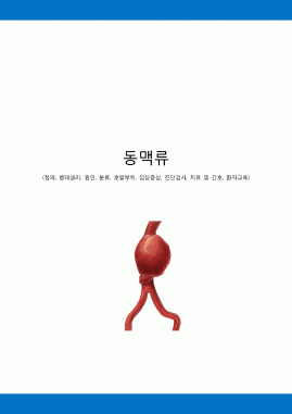 동맥류 (동맥류 정의, 동맥류 병태생리, 동맥류 원인, 동맥류 분류, 동맥류 호발부위, 동맥류 임상증상, 동맥류 진단검사, 동맥류 치료 및 간호, 환자교육)-1페이지