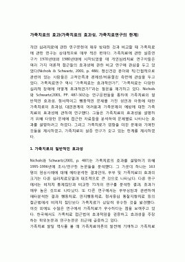 가족치료의 효과(가족치료의 효과성, 가족치료연구의 한계)-1페이지