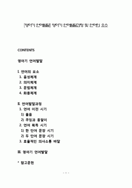 [영아기 언어발달] 영아기 언어발달과정 및 언어의 요소-1페이지