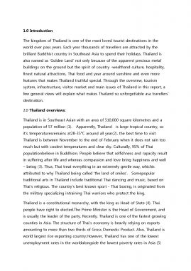 태국 관광 실태, 태국 관광 소개, 영문 레포트, 태국의 관광지원 교통편 및 인프라스트럭쳐, 관광객들 성향 분석, 문제점과 기회 서술-1페이지