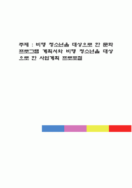 비행 청소년을 대상으로 한 문화프로그램 계획서와 비행 청소년을 대상으로 한 사업계획 프로포절-1페이지