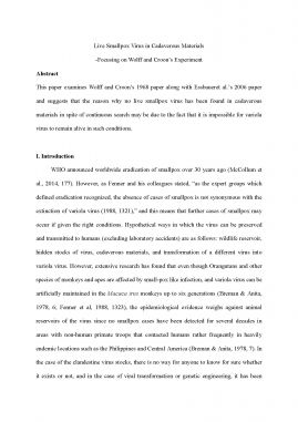 Live Smallpox Virus in Cadaverous Materials-Focusing on Wolff and Croon’s Experiment-1페이지