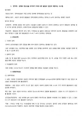 면역계 면역반응 보체계 cytokines 내재 및 적응면역계 항체 분류 MHC 등 개념적인 지식 및 mechanism 요약본-1페이지