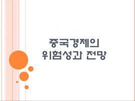 중국경제의 위험성과 전망-1페이지