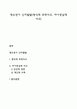 청소년기 인지발달(형식적 조작사고 자아중심적 사고)-1페이지