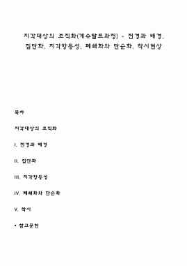지각대상의 조직화(게슈탈트과정) - 전경과 배경 집단화 지각항등성 폐쇄화와 단순화 착시현상-1페이지