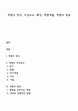 역량의 정의 구성요소 특징 역량개발 역량의 적용-1페이지