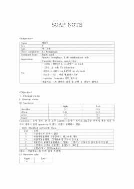 SOAP note - Lt hemiplegia-1페이지