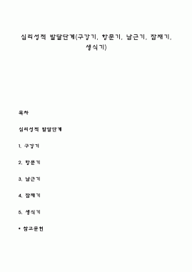 심리성적 발달단계(구강기 항문기 남근기 잠재기 생식기)-1페이지