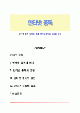 인터넷 중독 원인과 증상 인터넷중독의 정의와 유형-1페이지
