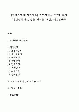 [직업선택과 직업만족] 직업선택의 8단계 과정 직업선택에 영향을 미치는 요인 직업만족도-1페이지