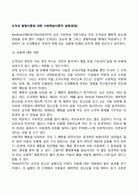 도덕성 발달이론에 대한 사회학습이론적 설명(관점)-1페이지