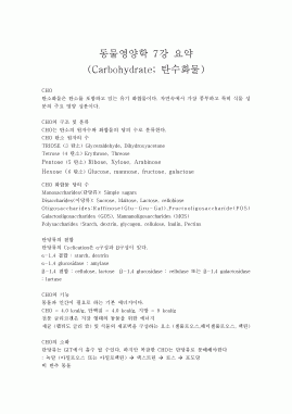 동물영양학 7강 요약 (Carbohydrate; 탄수화물)-1페이지