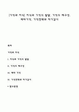 [기억과 지식] 지식과 기억의 발달 기억의 재구성 메타기억 기억전략과 자기감시-1페이지