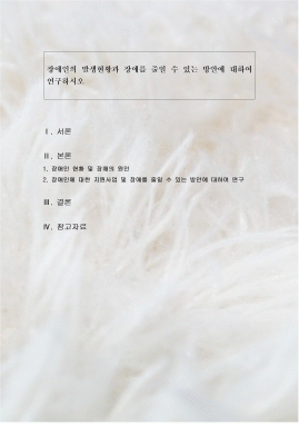 [사회과학] 장애인의 발생현황과 장애를 줄일 수 있는 방안에 대하여 연구하시오-1페이지