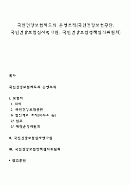 국민건강보험제도의 운영조직(국민건강보험공단 국민건강보험심사평가원 국민건강보험정책심의위원회)-1페이지