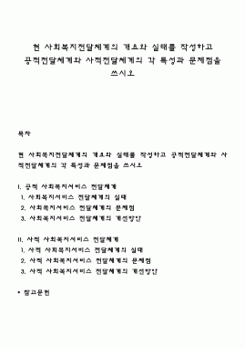 현 사회복지전달체계의 개요와 실태를 작성하고 공적전달체계와 사적전달체계의 각 특성과 문제점을 쓰시오-1페이지