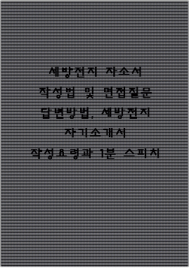 세방전지 자소서 작성법 및 면접질문 답변방법 세방전지 자기소개서 작성요령과 1분 스피치-1페이지
