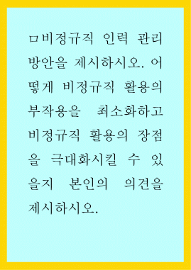 인적자원관리) 비정규직 인력 관리방안을 제시하시오-1페이지