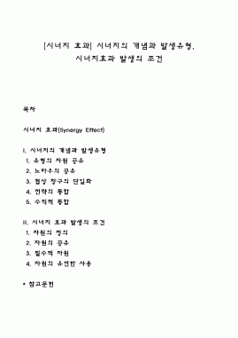 시너지 효과] 시너지의 개념과 발생유형 시너지효과 발생의 조건 레포트-1페이지