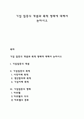 기업 집중의 개념과 목적 형태-1페이지