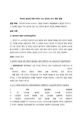 PVA의 농도에 따른 PLGA 나노 입자의 크기 변화 관찰-1페이지