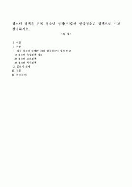 청소년 정책을 외국 청소년 정책(미국)과 한국청소년 정책으로 비교 설명하시오.-1페이지