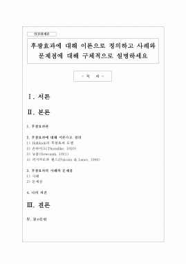 후광효과에 대해 이론으로 정의하고 사례와 문제점에 대해 구체적으로 설명하세요-1페이지