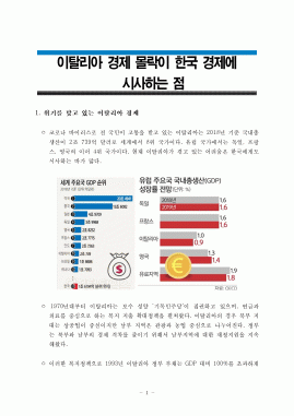이탈리아 경제 몰락이 한국 경제에 시사하는 점-1페이지