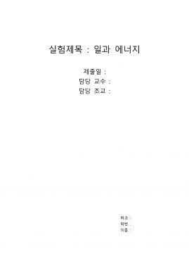 [일반물리실험 자료] 일과 에너지 실험 보고서-1페이지